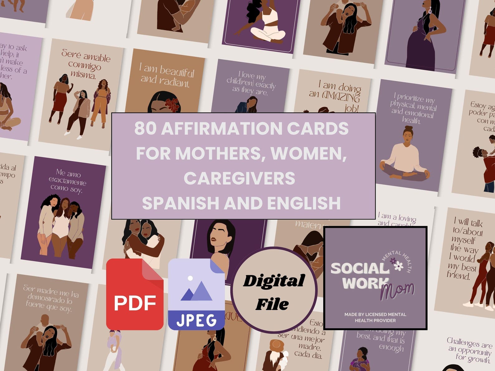 80 Affirmation Cards for Mothers, Women, Caregivers in Spanish and ...