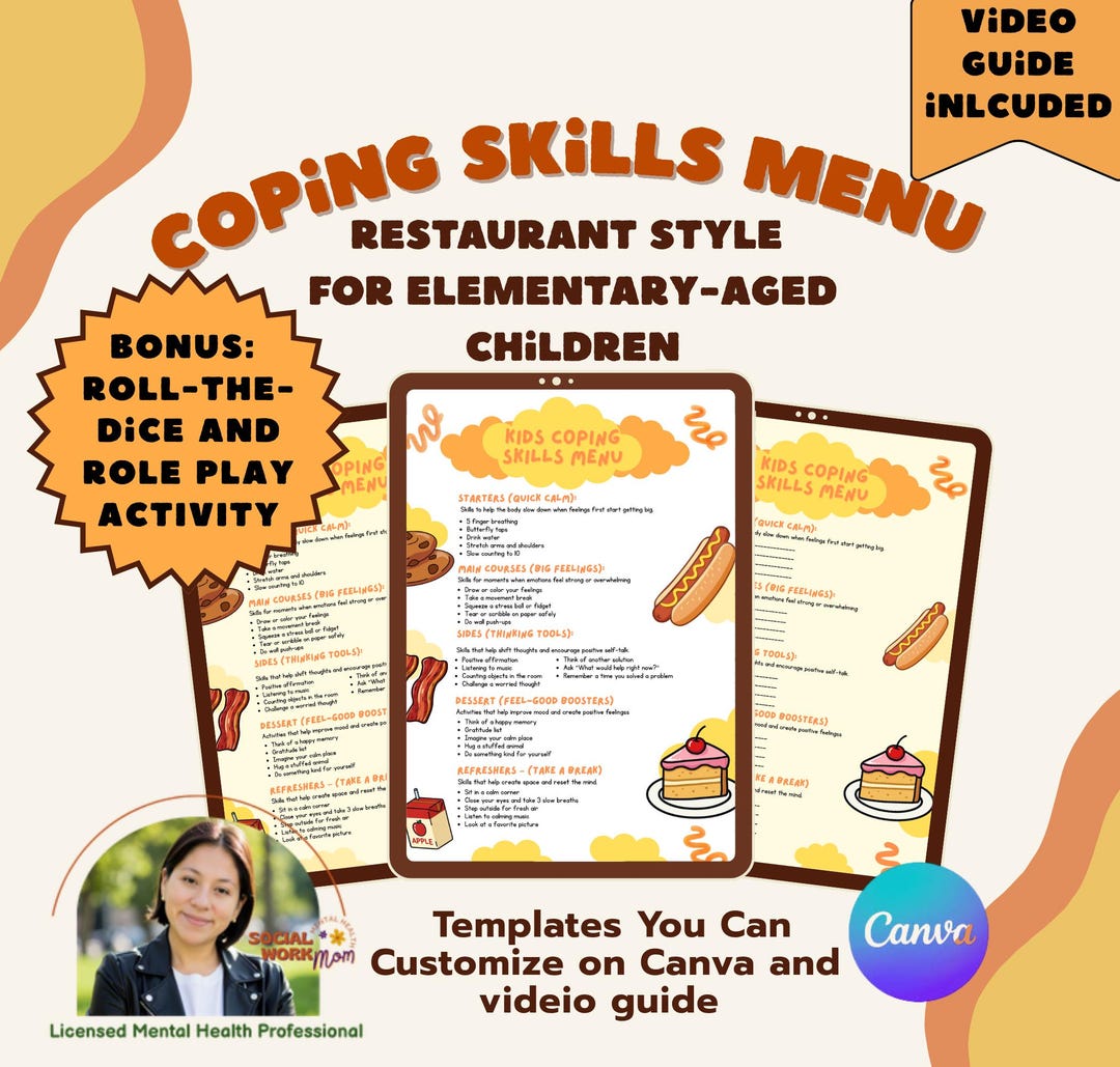 Coping Skills Menu Restaurant Activity Pack for Elementary-aged ...