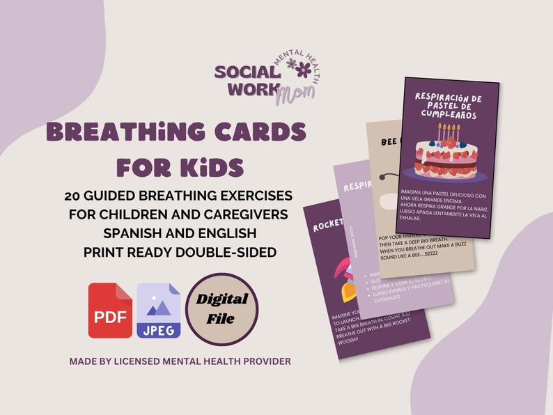 Breathing Cards for Kids in Spanish and English - Etsy