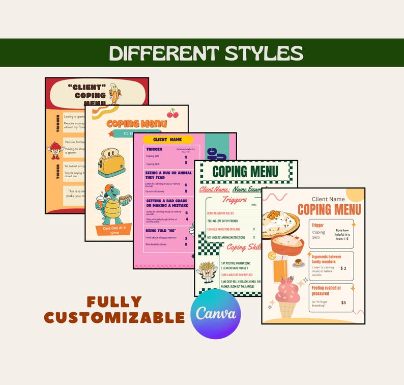 Coping Skills Menu - Etsy