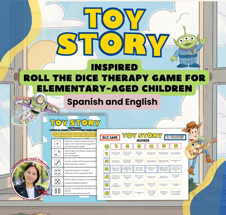 Roll the Dice Therapy Game Toy Story Inspired (spanish/english) - Etsy UK