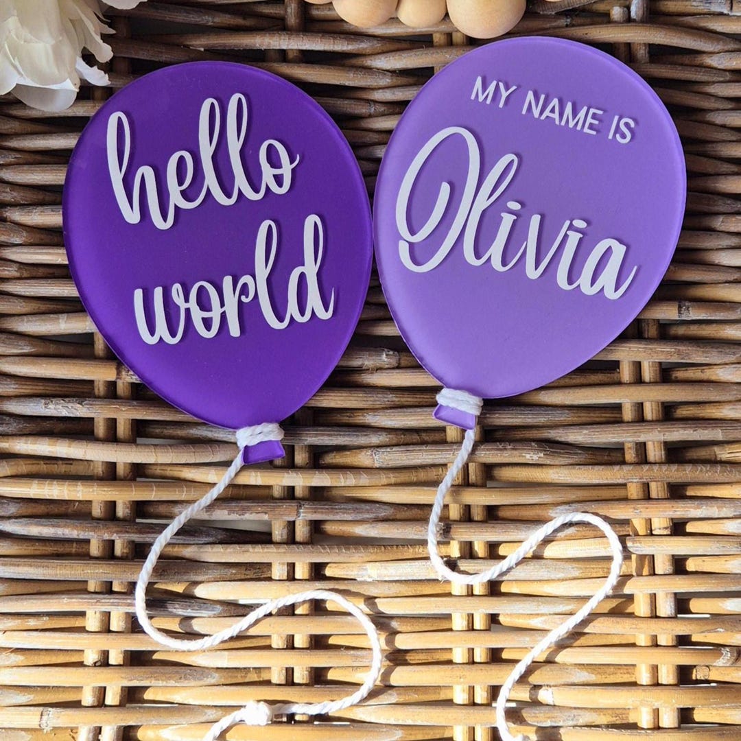 Personalized Acrylic Balloon Birth Announcement Photo Prop (set of 2 ...