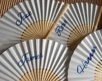 Personalised Hand Painted Paper Paddle Fans Wedding Favours Hens Hand ...