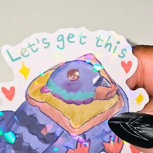 Pigeon Bread Meme Holographic Vinyl Sticker | Funny Fat Birb | Gifts ...