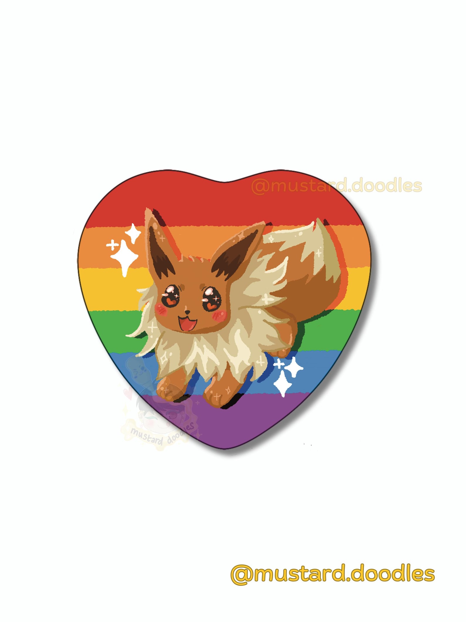 Pride Flag Heart Button Pins, Eevee Noivern Sylveon Cosmo Flareon Ditto ...
