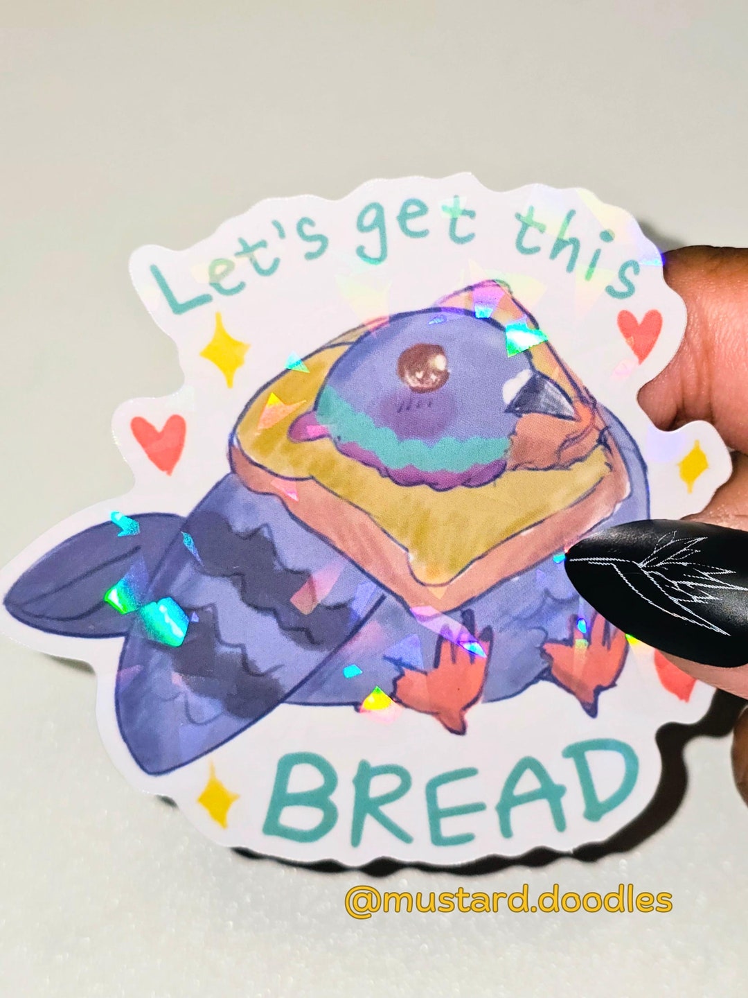 Pigeon Bread Meme Holographic Vinyl Sticker | Funny Fat Birb | Gifts ...