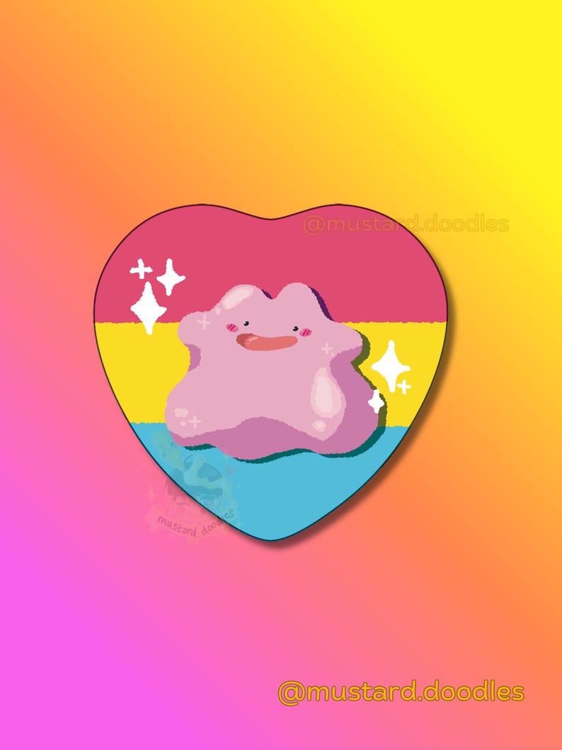 Pride Flag Heart Button Pins, Eevee Noivern Sylveon Cosmo Flareon Ditto ...
