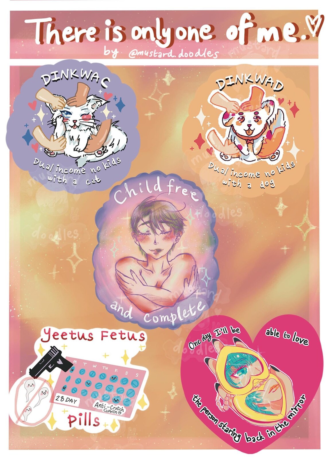 Childfree and Complete Sticker Sheet | DINK | Pet Owner| Feminist ...