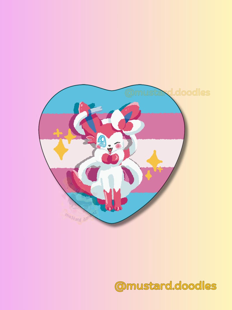 Pride Flag Heart Button Pins, Eevee Noivern Sylveon Cosmo Flareon Ditto ...