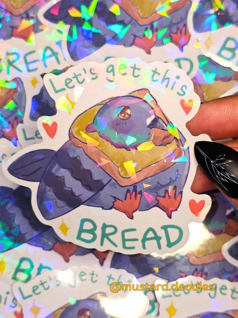 Pigeon Bread Meme Holographic Vinyl Sticker | Funny Fat Birb | Gifts ...