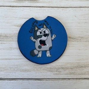 Muffin Coconut Car Coasters, Set of 2, Bluey, Muffin, Coconuts Have ...