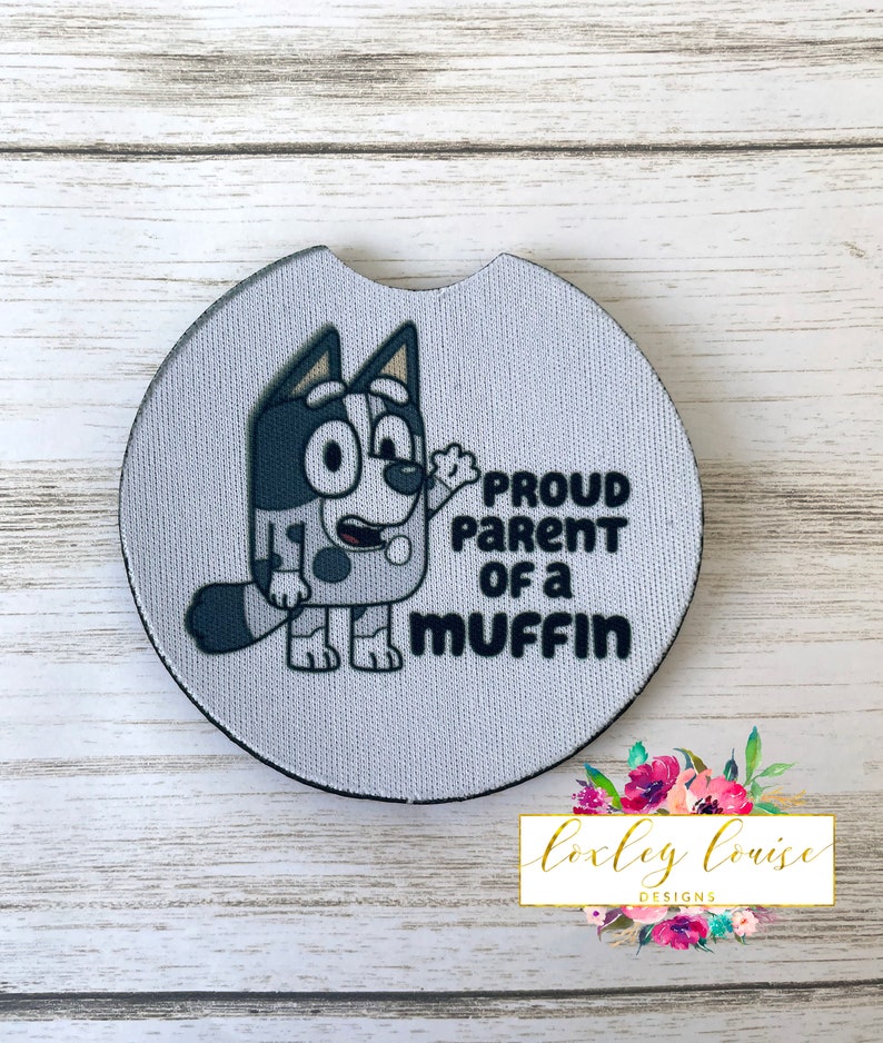 Muffin Proud Proud Car Coasters, Set of 2, Bluey, Muffin, Coasters ...