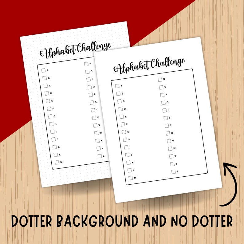 Alphabet Challenge Printable Journal Page, Book Challenge, Reading ...