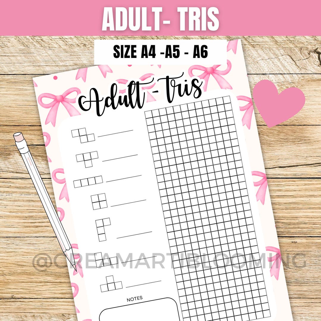 PINK BOW Printable Tris Habit Tracker: Colorful Visual Planner (A4/A5 ...