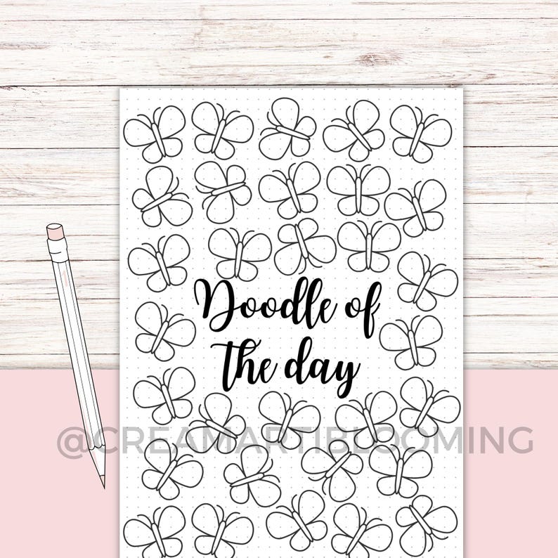 Butterfly Doodle of the Day Printable Bullet Journal Page Ideas, Daily ...