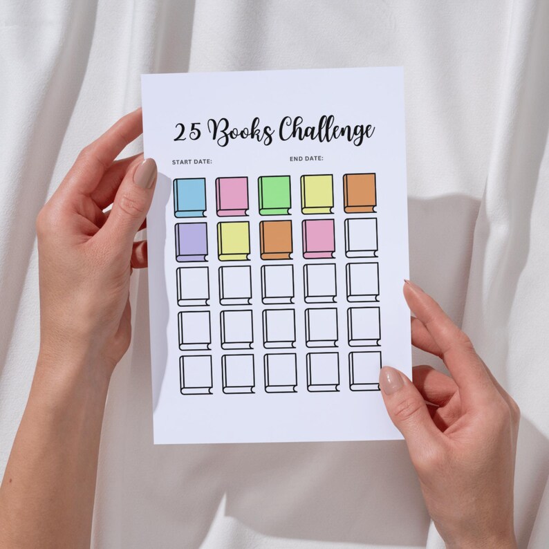 25 Books Challenge Tracker Printable: Reading Goal Bujo Page (digital ...