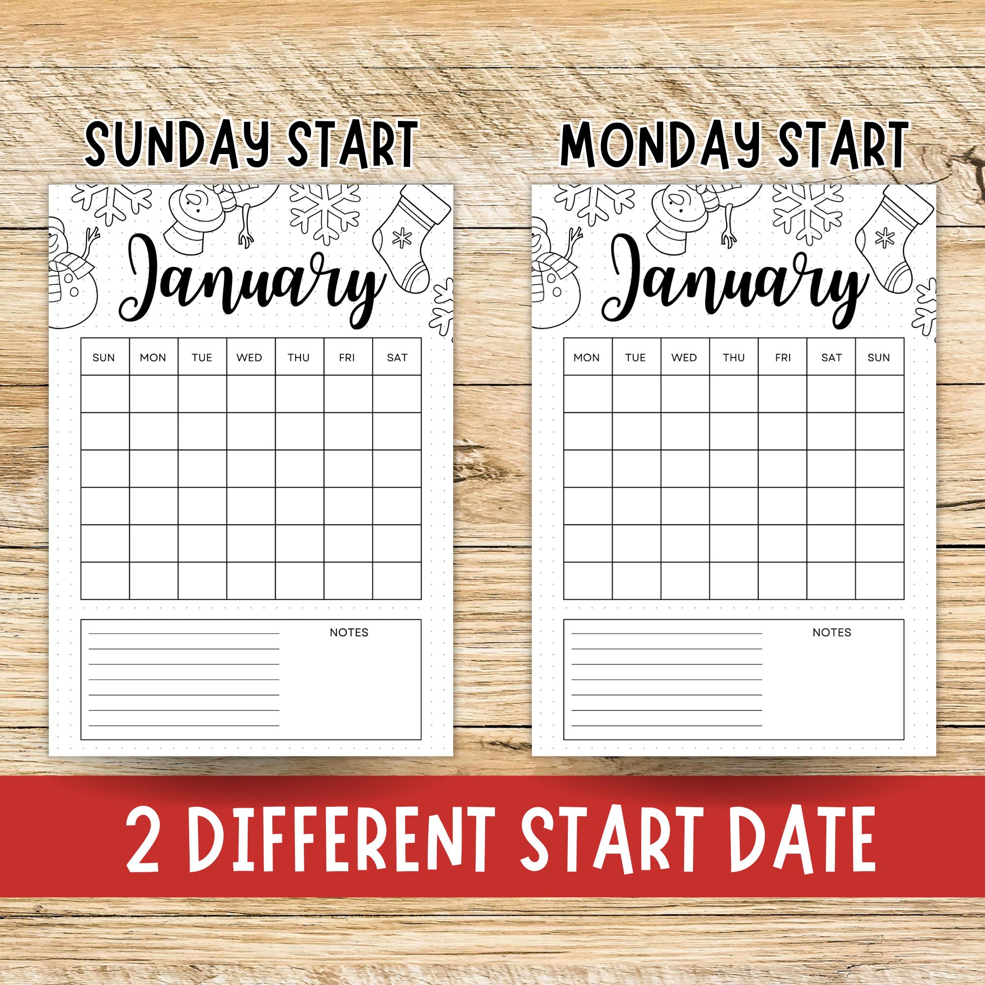 Monthly Calendar Bundle Editable Canva Template, Printable Calendar A4 ...
