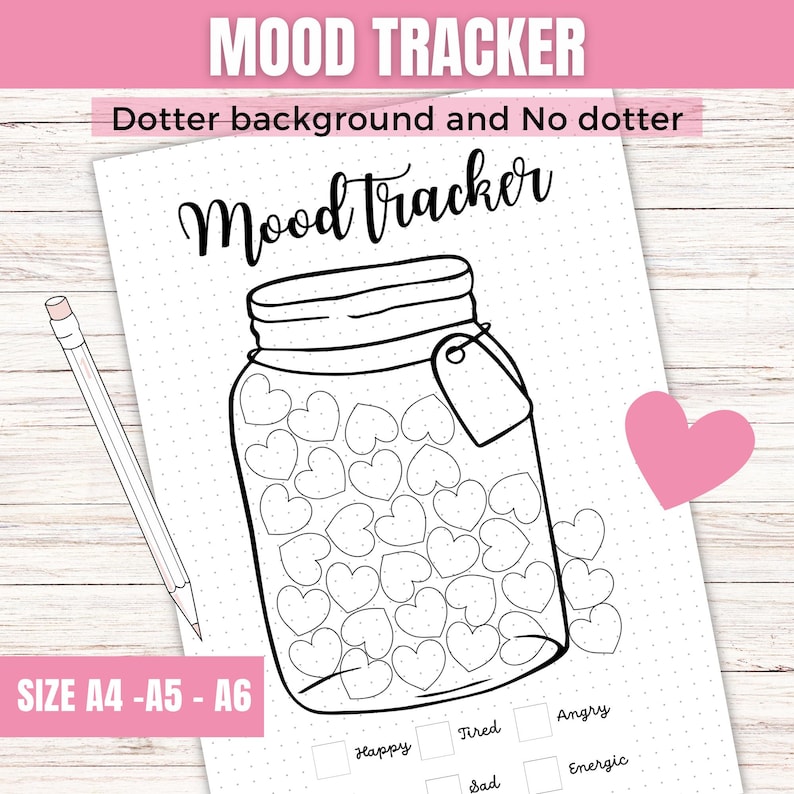 Jar E Hearts Mood Tracker –bullet Journal Printable –aesthetic Mood ...