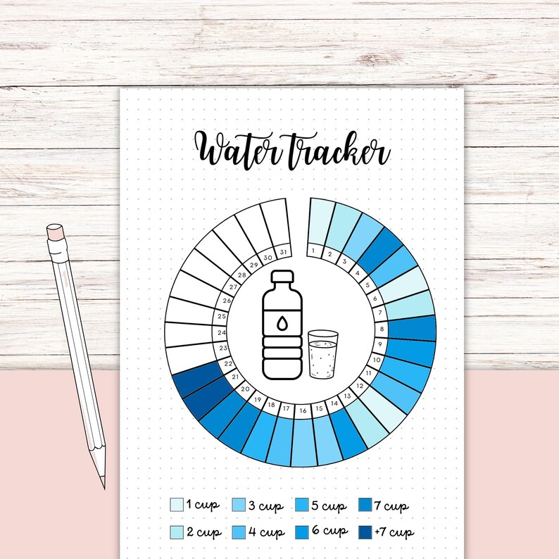 Water Tracker Printable: Daily Hydration Log, Monthly Habit Tracker ...