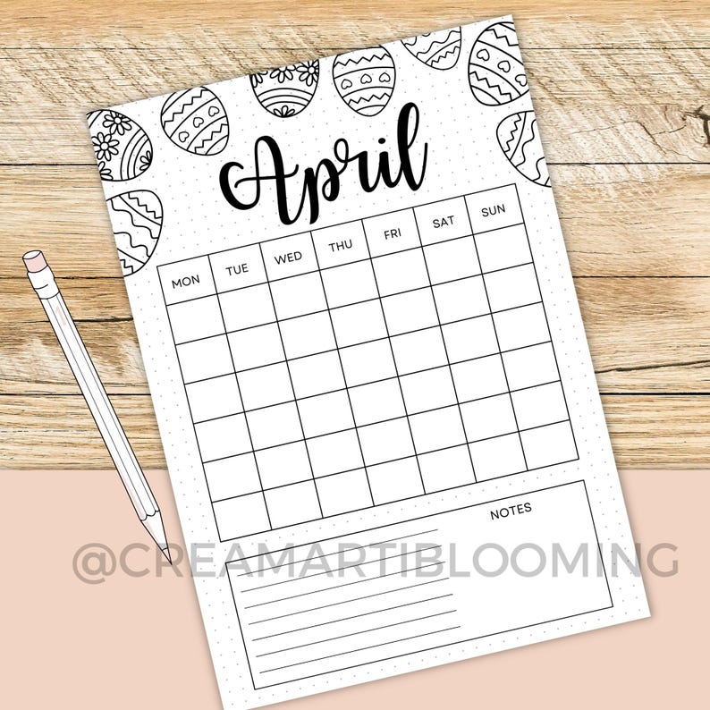 April Title Page & Calendar Canva Template PRINTABLE Calendar - April ...