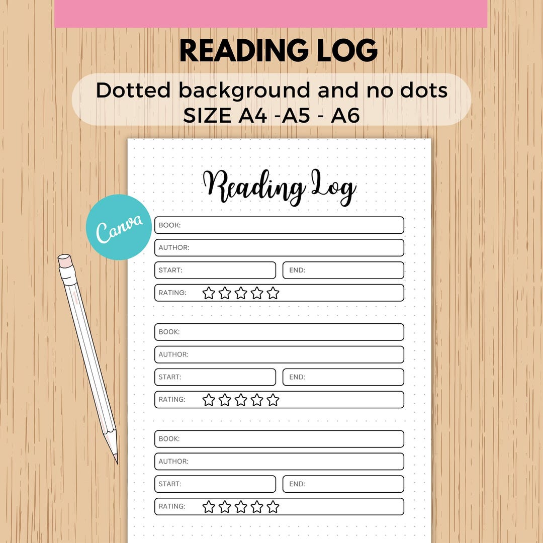 Reading Log Canva Template, Reading Log Printable Journal Page, Reading ...