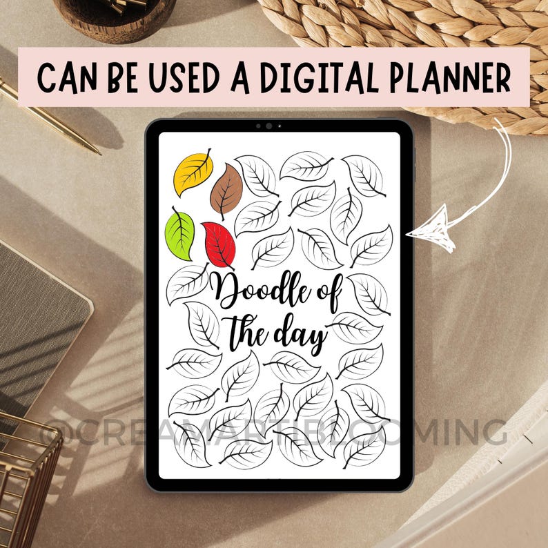 Leaves Doodle of the Day Printable Bullet Journal Pages, Daily Drawing ...