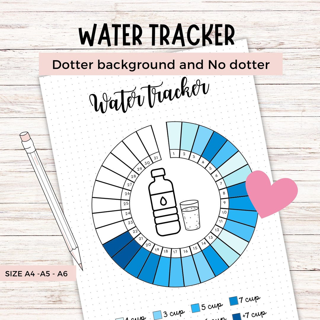 Water Tracker Printable: Daily Hydration Log, Monthly Habit Tracker ...