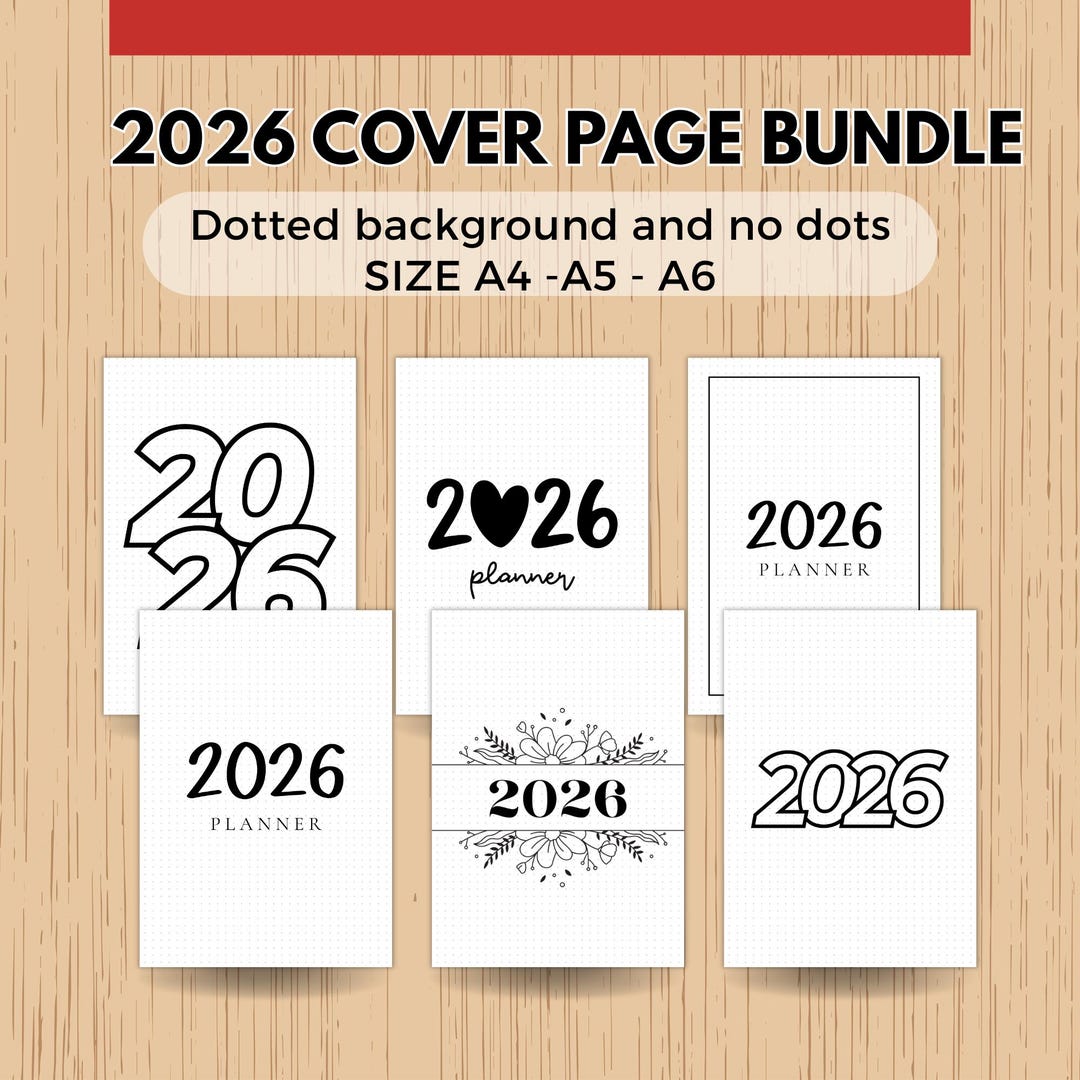 2026 Cover Page Bundle Printable 2026 Journal Page, Bullet Journal ...