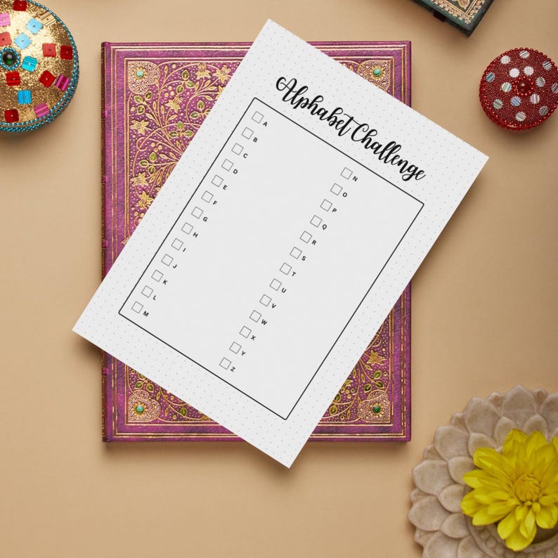Alphabet Challenge Printable Journal Page, Book Challenge, Reading ...