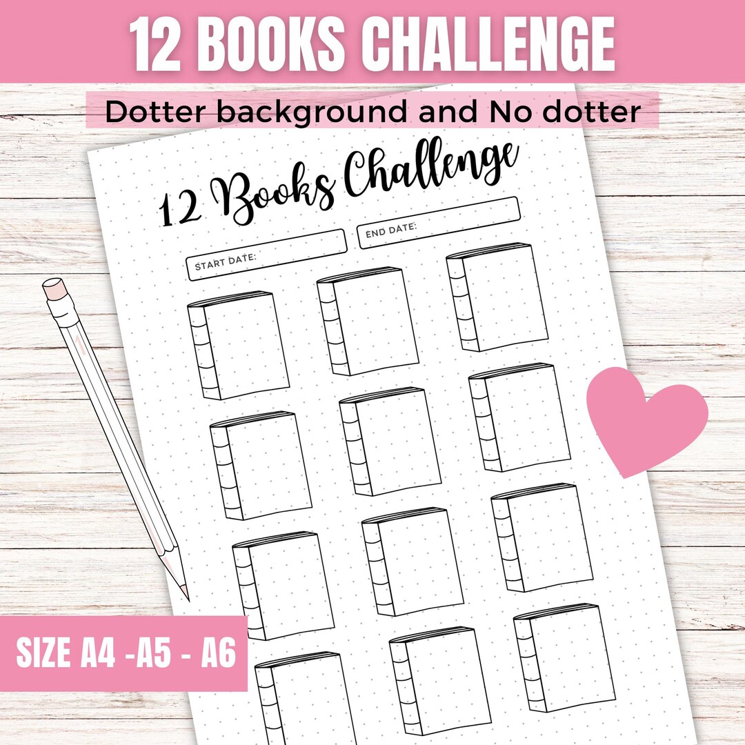 12 Books Reading Challenge – Bullet Journal Printable – Reading Tracker ...