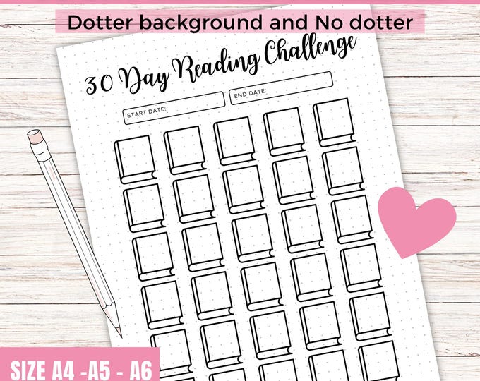 Printable 30 Day READING Challenge Chart. Perfect for Reading Tracker ...