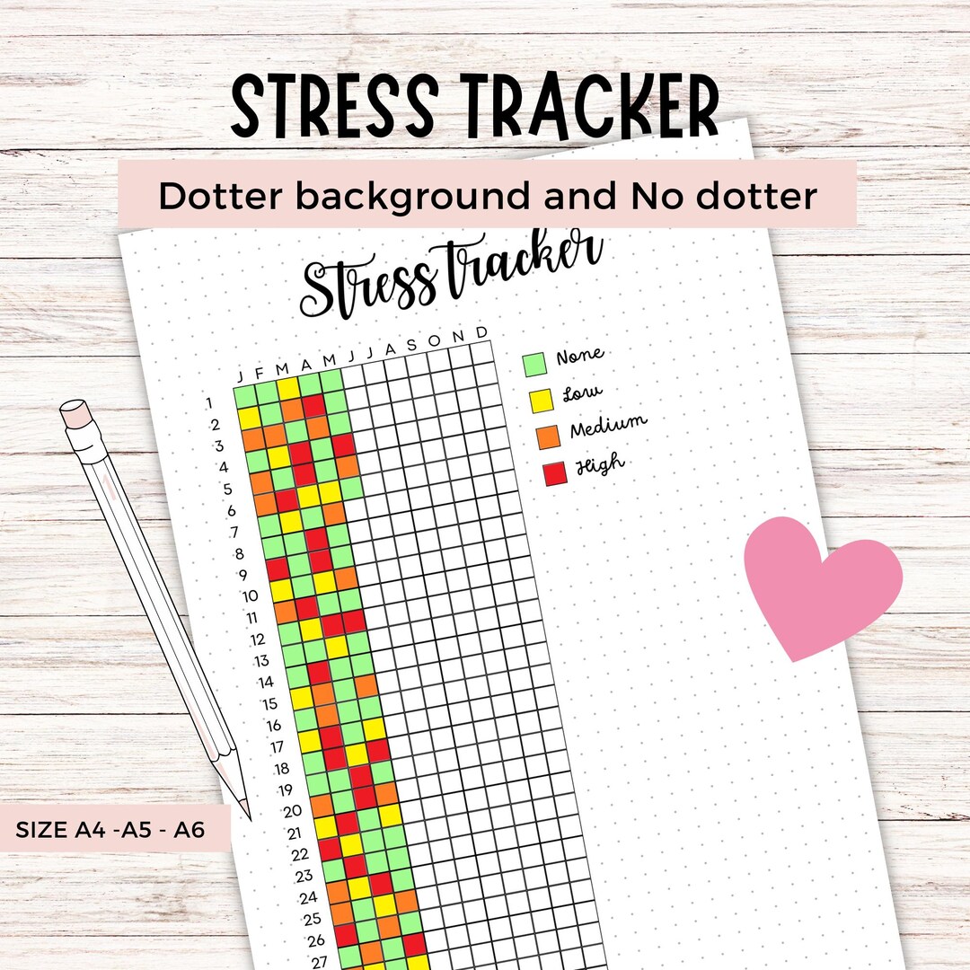Stress Tracker, Printable Mental Health Tracker -yearly Mood Tracker ...