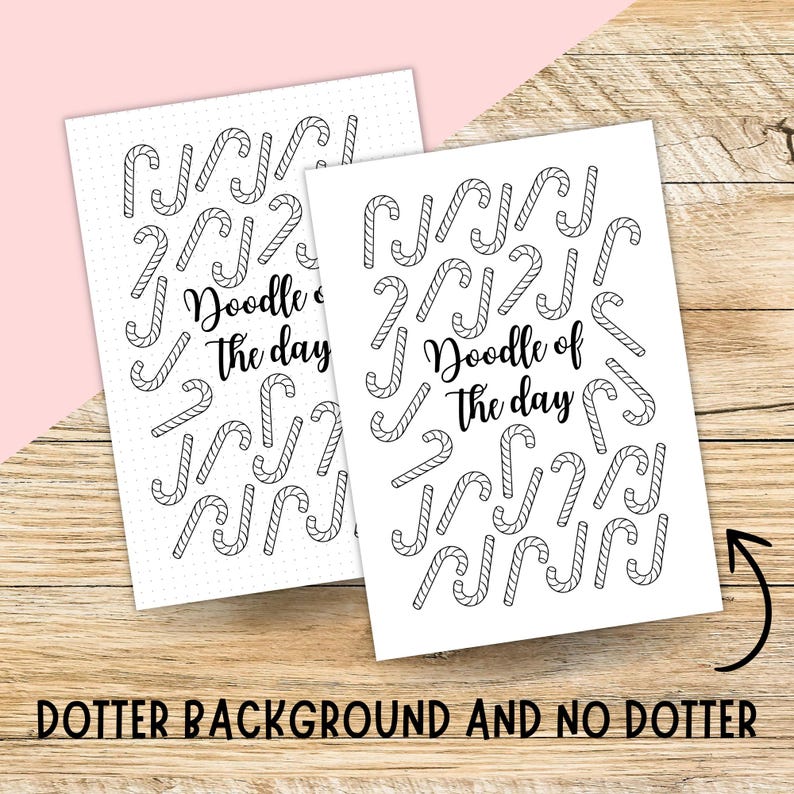 Candy Cane Doodle of the Day Printable Journal Page, Planner Page ...