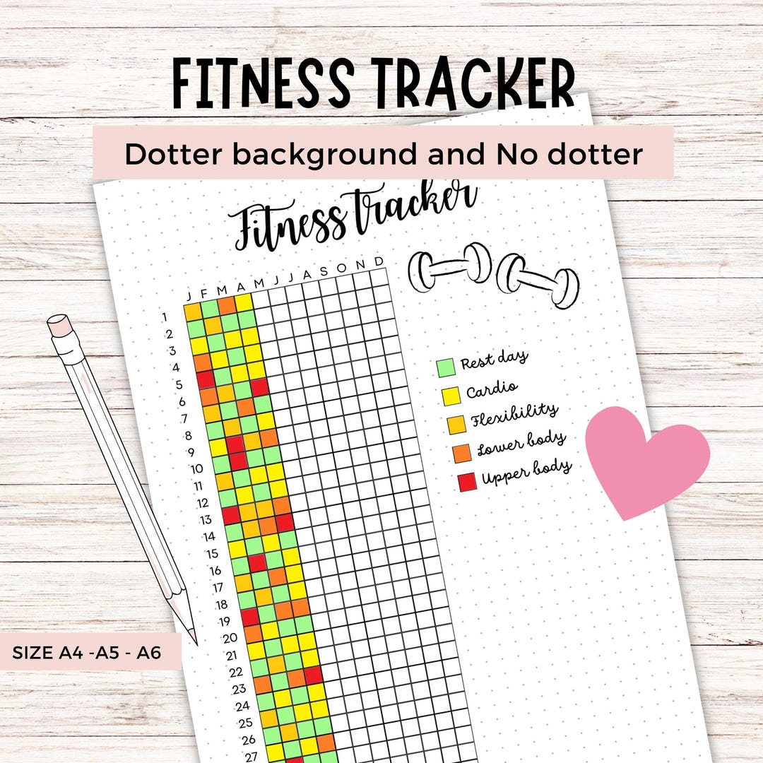 Fitness Tracker Printable Workout Log, Goal Tracker Bullet Journal ...