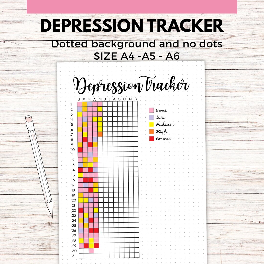 Depression Tracker Yearly Printable Journal Page, Mental Health Tracker ...