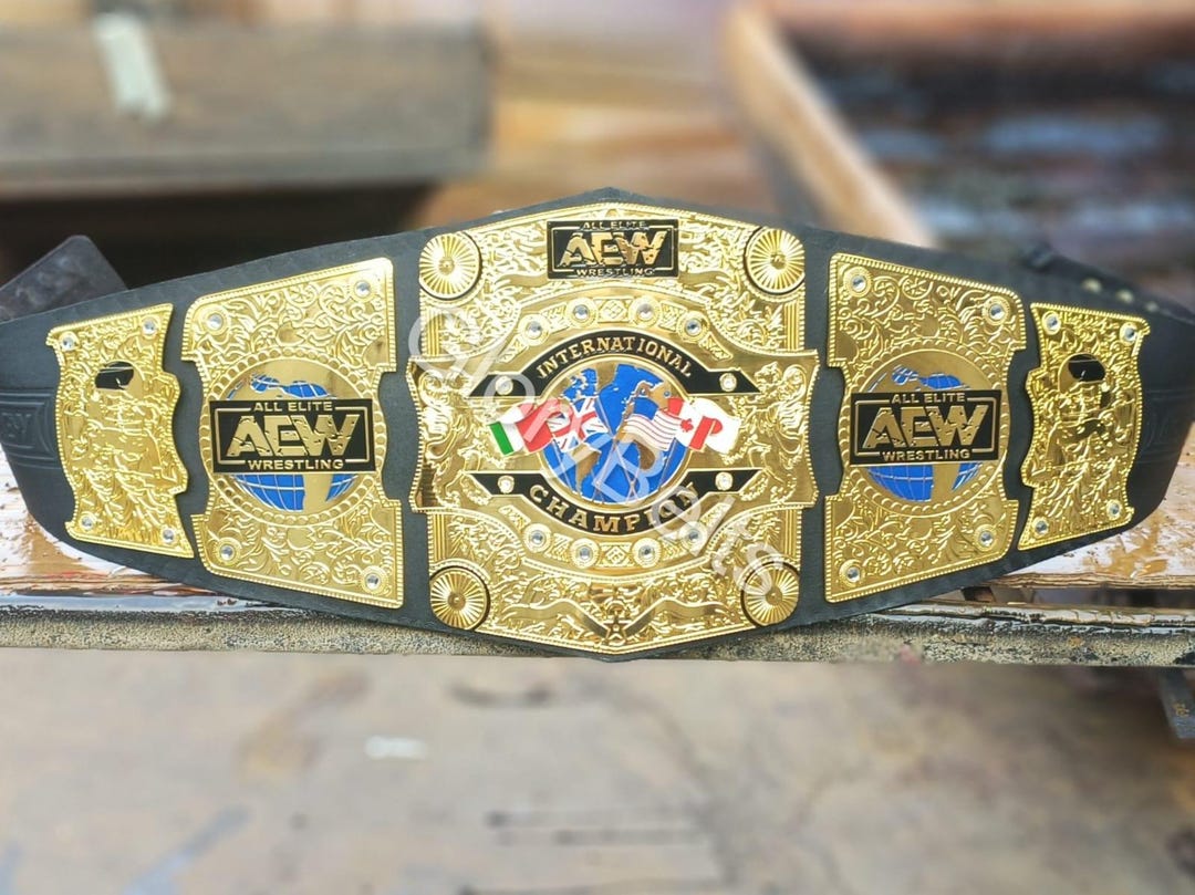 AEW International Wrestling Championship Replica Title Belt, 2mm Brass ...