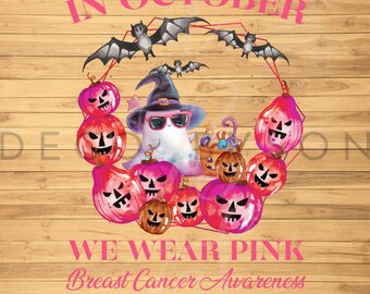 In October We Wear Pink Nurse Ghosts Png, Breast Cancer Awareness ...