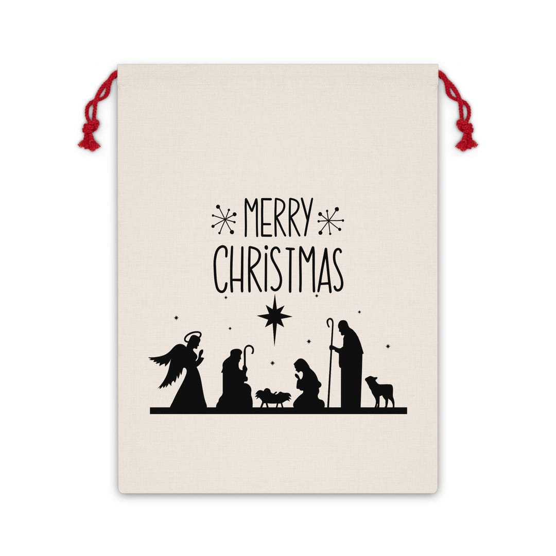 Nativity Scene Gift Bag Christmas Jesus, Holiday Present Sack ...