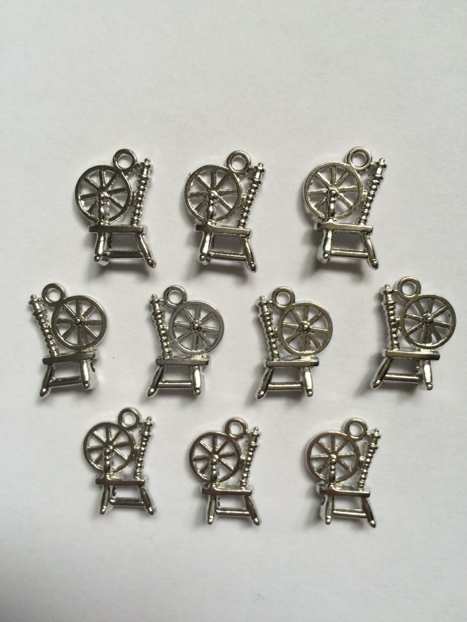 Spinning Wheel Charms Ten Charms Antique Silver Charms - Etsy