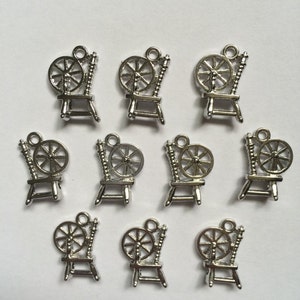 Spinning Wheel Charms Ten Charms Antique Silver Charms - Etsy