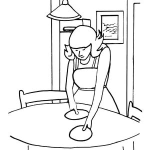 5 Colouring Pages Housekeeping Chores Family Childcare Retro Homemaker ...
