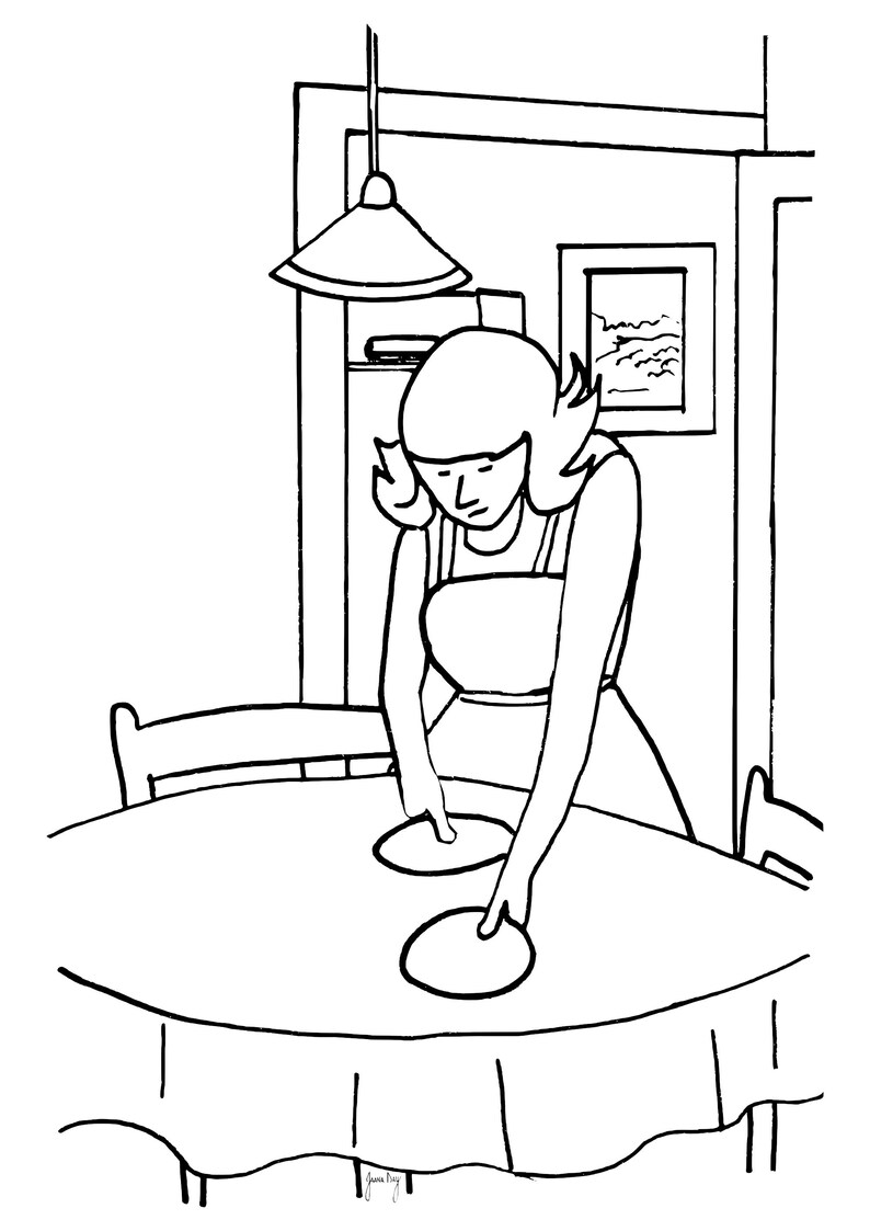 5 Colouring Pages Housekeeping Chores Family Childcare Retro Homemaker ...