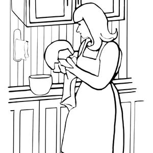 5 Colouring Pages Housekeeping Chores Family Childcare Retro Homemaker ...