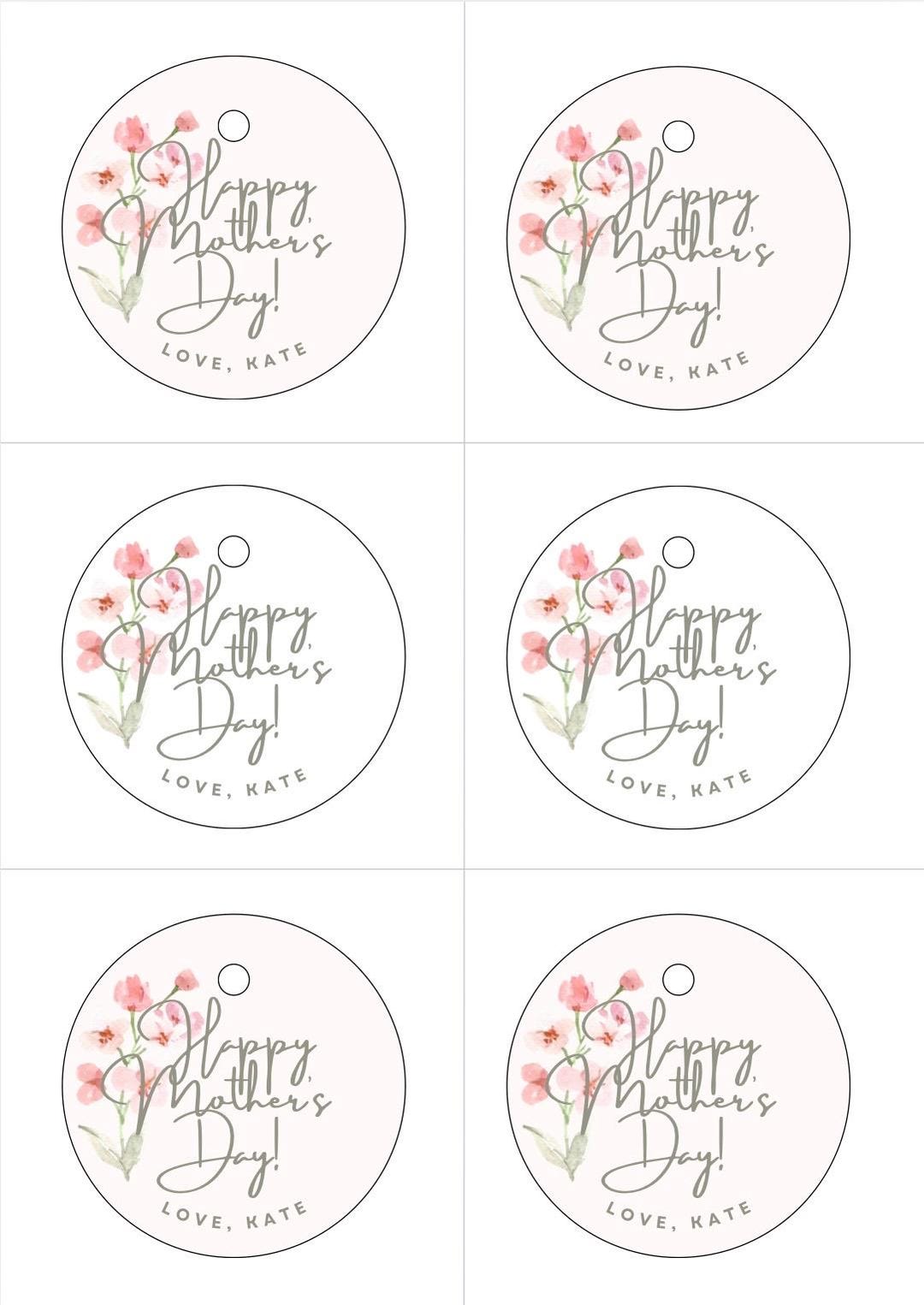 Printable Custom Mother’s Day Gift Tags Floral Pink Personalized ...