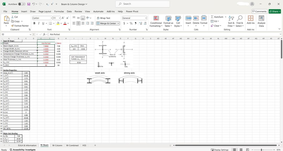 Steel Beam & Column Design Check - ASD - AISC 15th - Microsoft Excel - Etsy