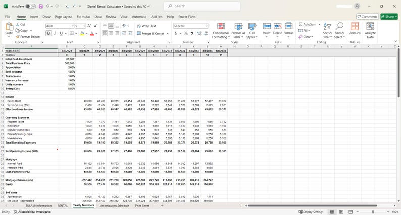 Rental Property - Real Estate Investment Calculator - Microsoft Excel ...