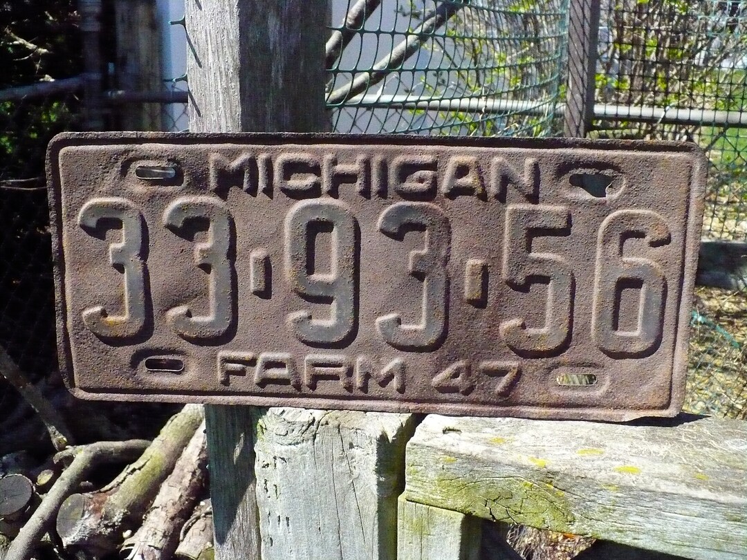 Michigan Farm License Plate 1947 - Etsy