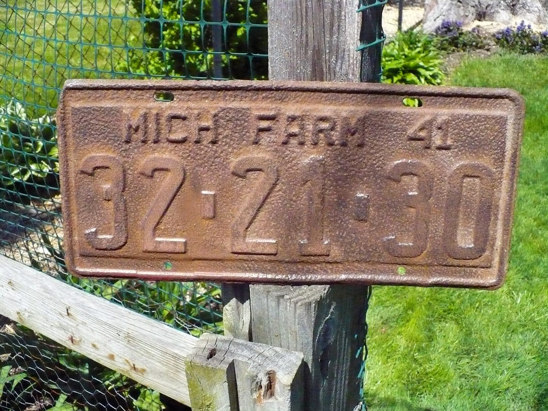 Michigan Farm License Plate 1941 - Etsy