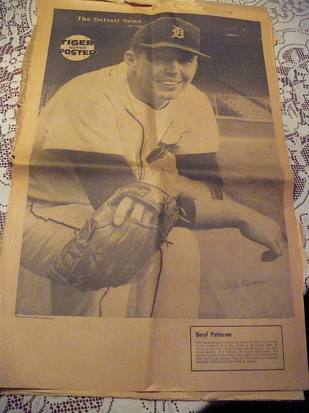 Darryl Patterson Detroit Tiger's Super Poster The Detroit News 1968 ...