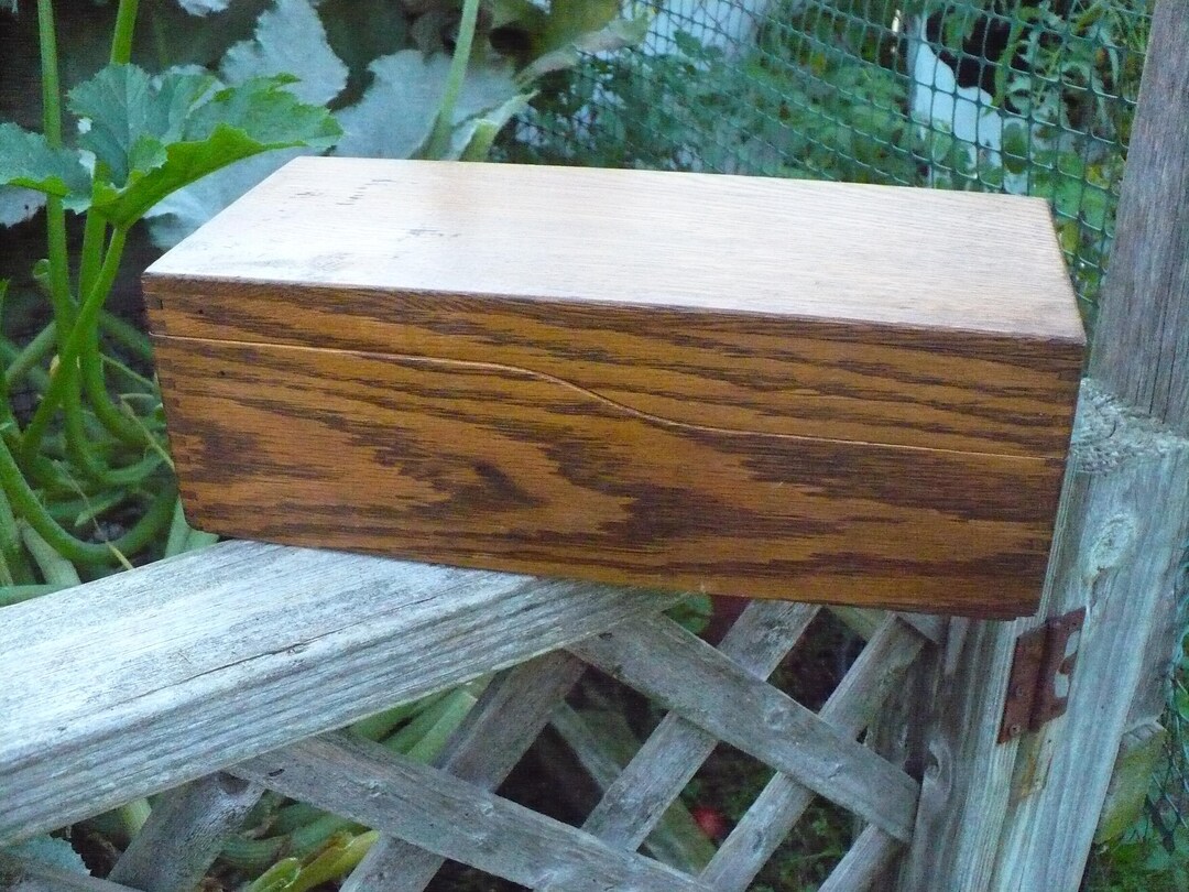 Large Oak File Card Box - Etsy